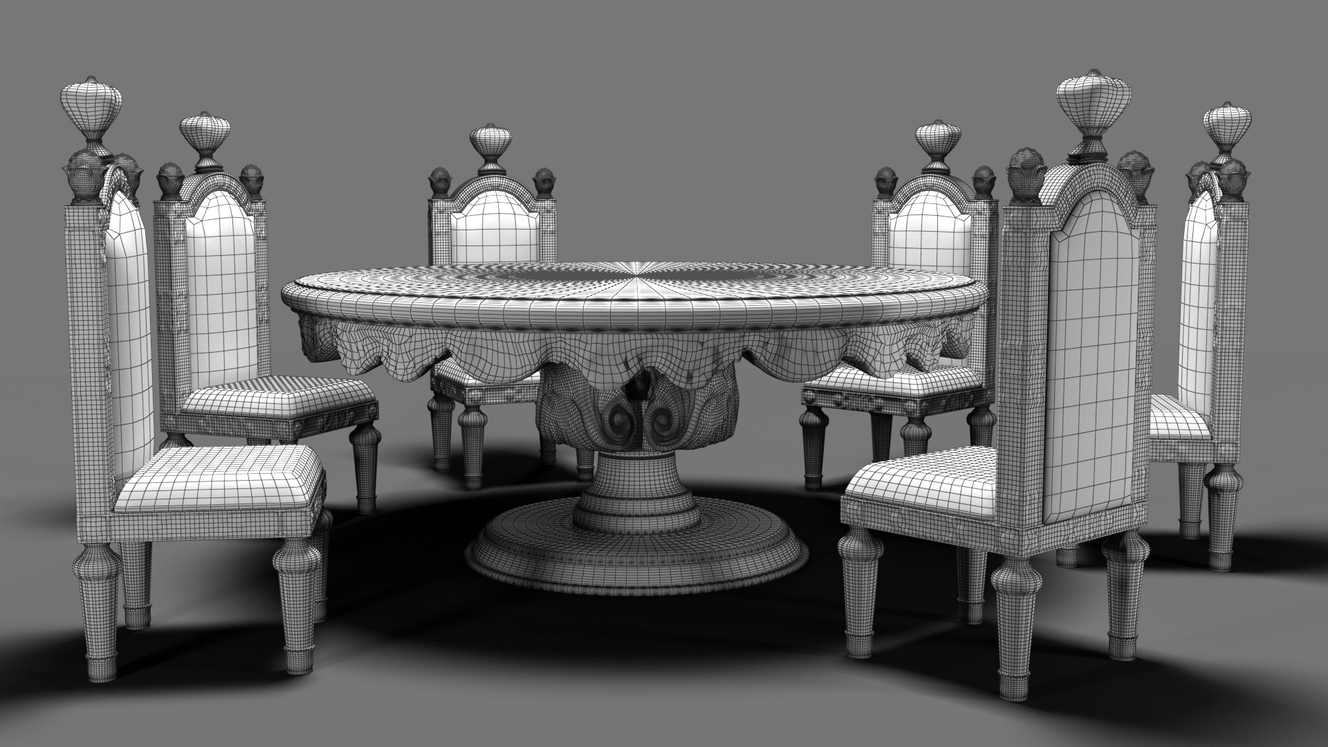 3D Model Victorian Hand-Carved Dining Table Set - Timeless Elegance ...