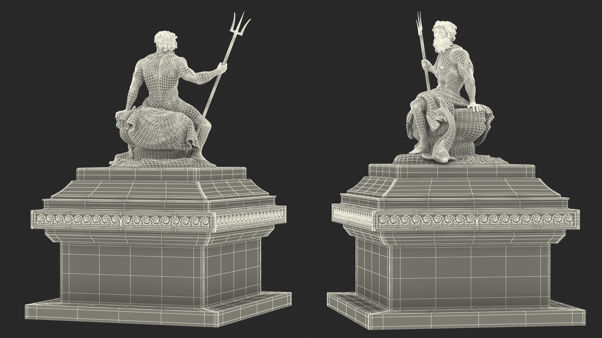 3D Poseidon Marble Statue With Pedestal - TurboSquid 1770119