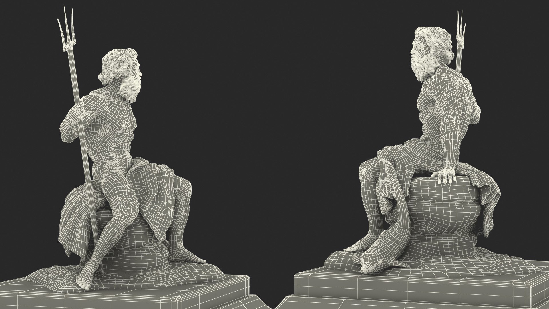 3D Poseidon Marble Statue With Pedestal - TurboSquid 1770119