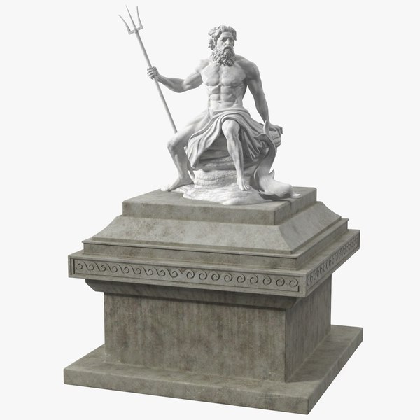 3D Poseidon Marble Statue with Pedestal - TurboSquid 1770119