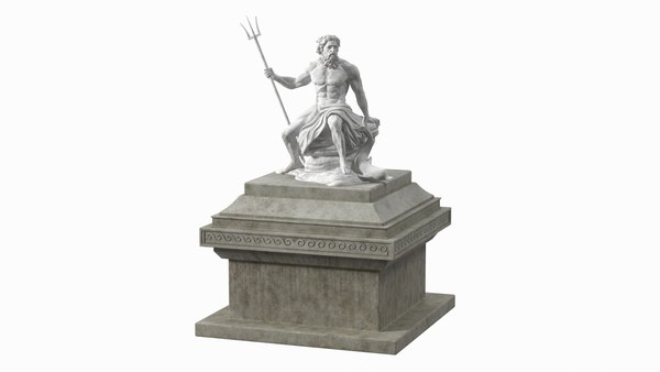 3D Poseidon Marble Statue with Pedestal - TurboSquid 1770119
