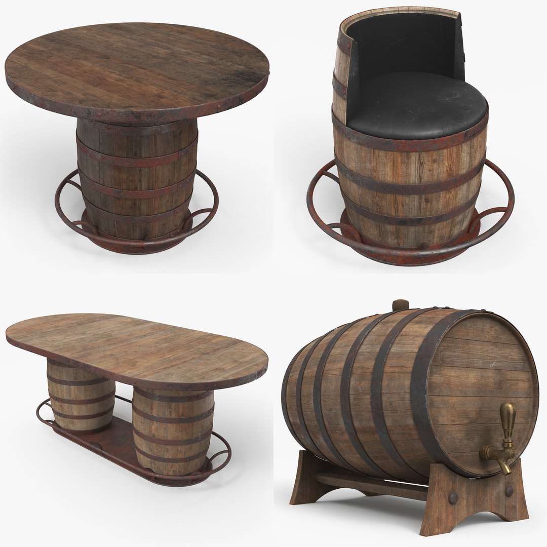 3D Barrel Themed Bar Furniture Dirty Collection - TurboSquid 1954029