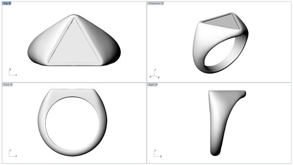 Gold Triangle Signet Ring 3D model - TurboSquid 2022698