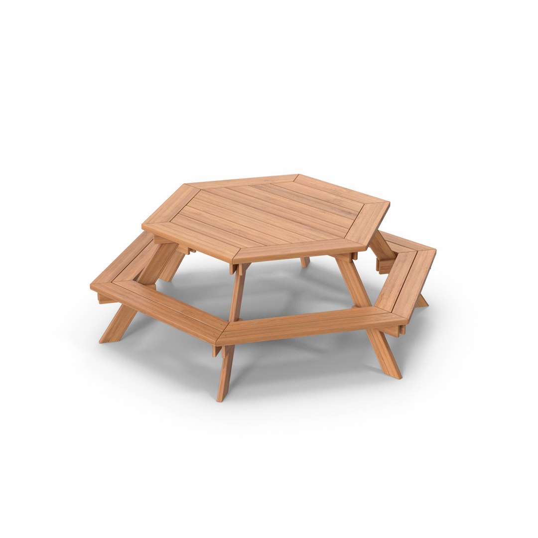 Wooden Picnic Table 3D model - TurboSquid 2034923
