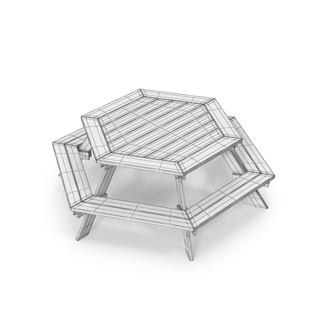 Wooden Picnic Table 3D model - TurboSquid 2034923