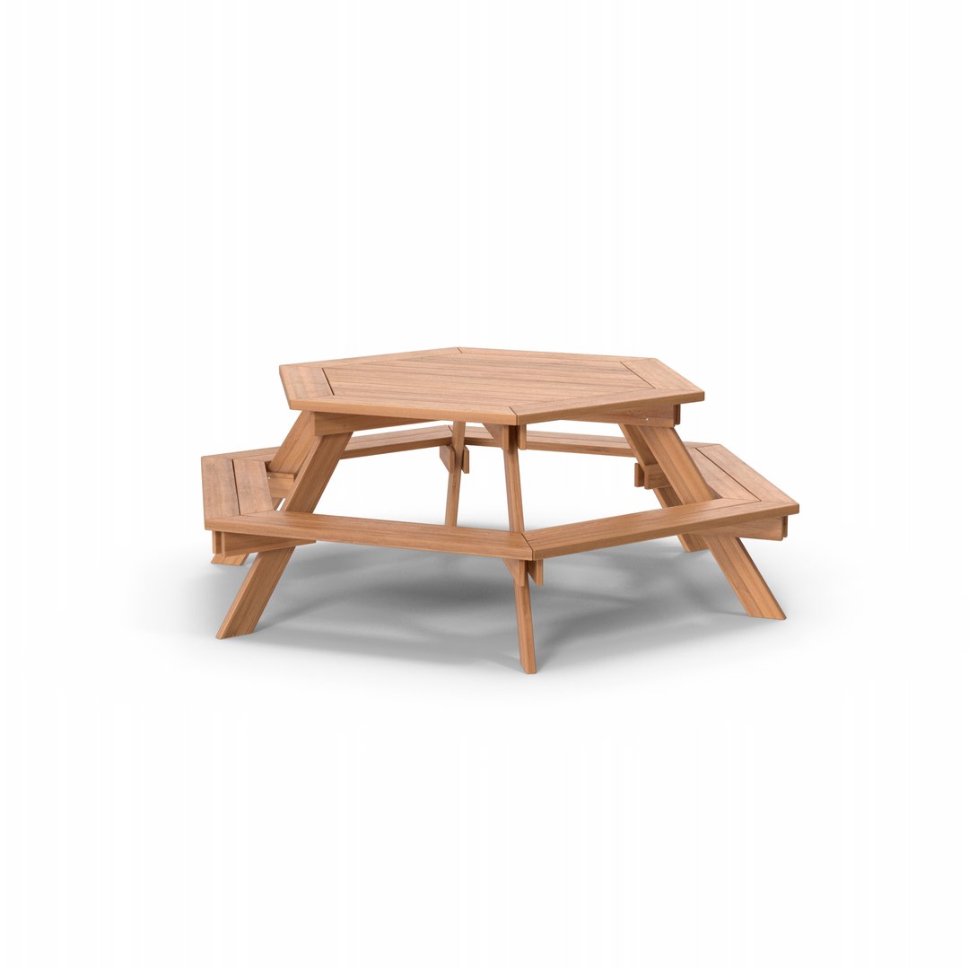 Wooden Picnic Table 3D model - TurboSquid 2034923