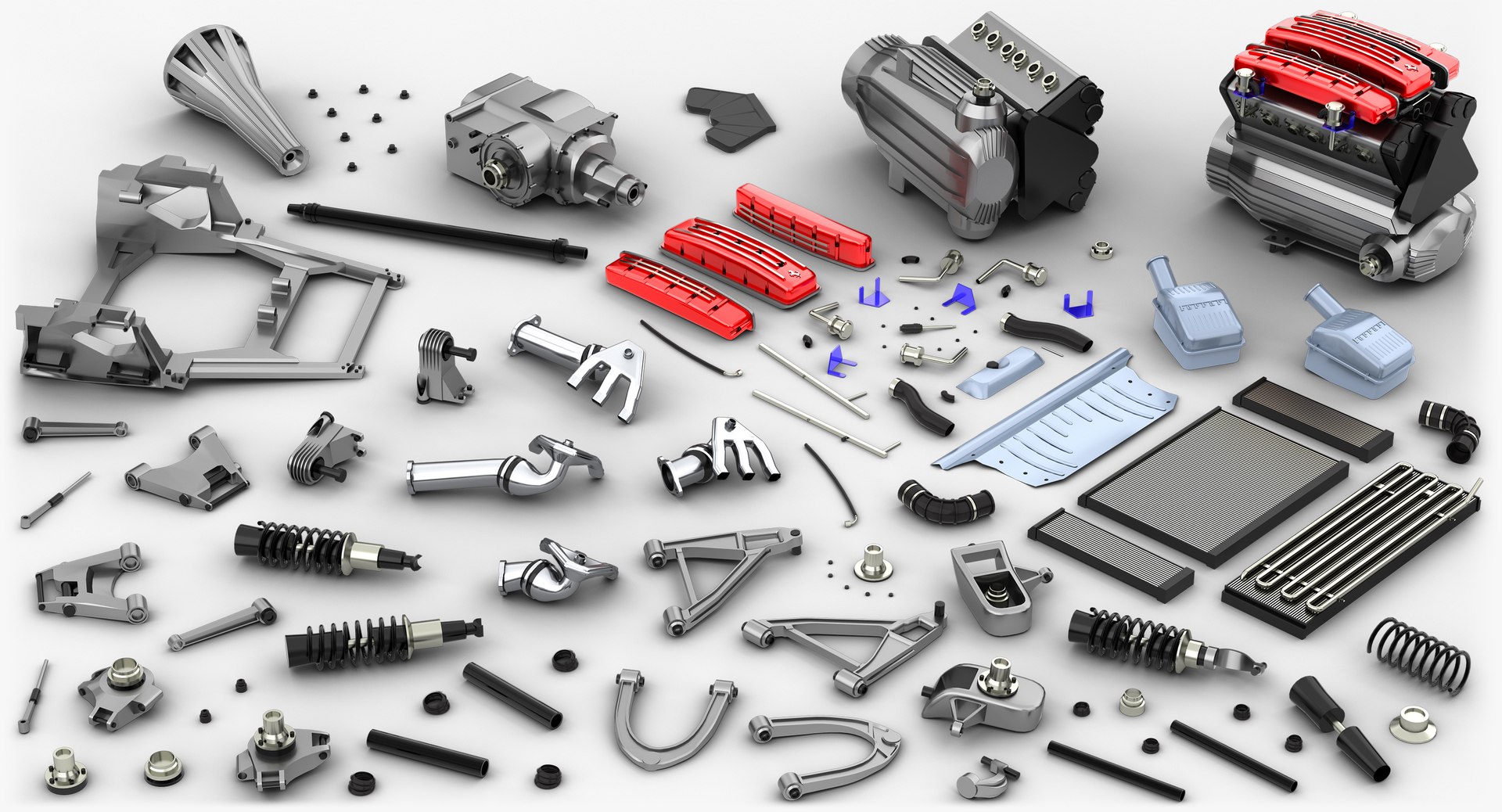 Chassis V12 Engine AWD System Disassembled Model - TurboSquid 2185178