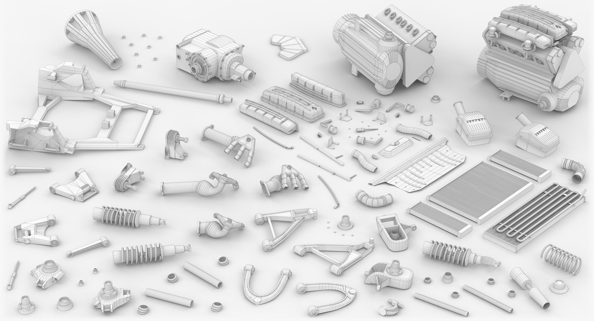 Chassis V12 Engine AWD System Disassembled Model - TurboSquid 2185178
