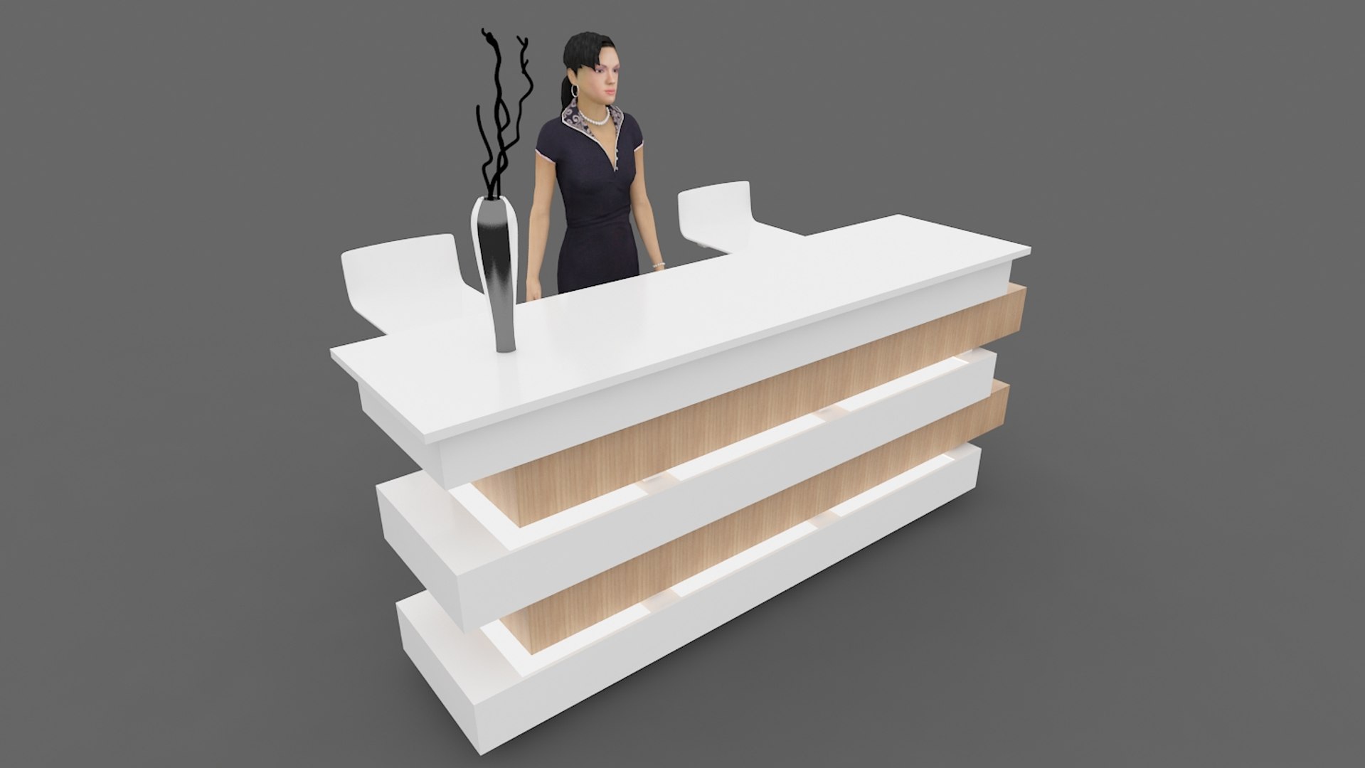 Reception Counter 3D Model - TurboSquid 1463374