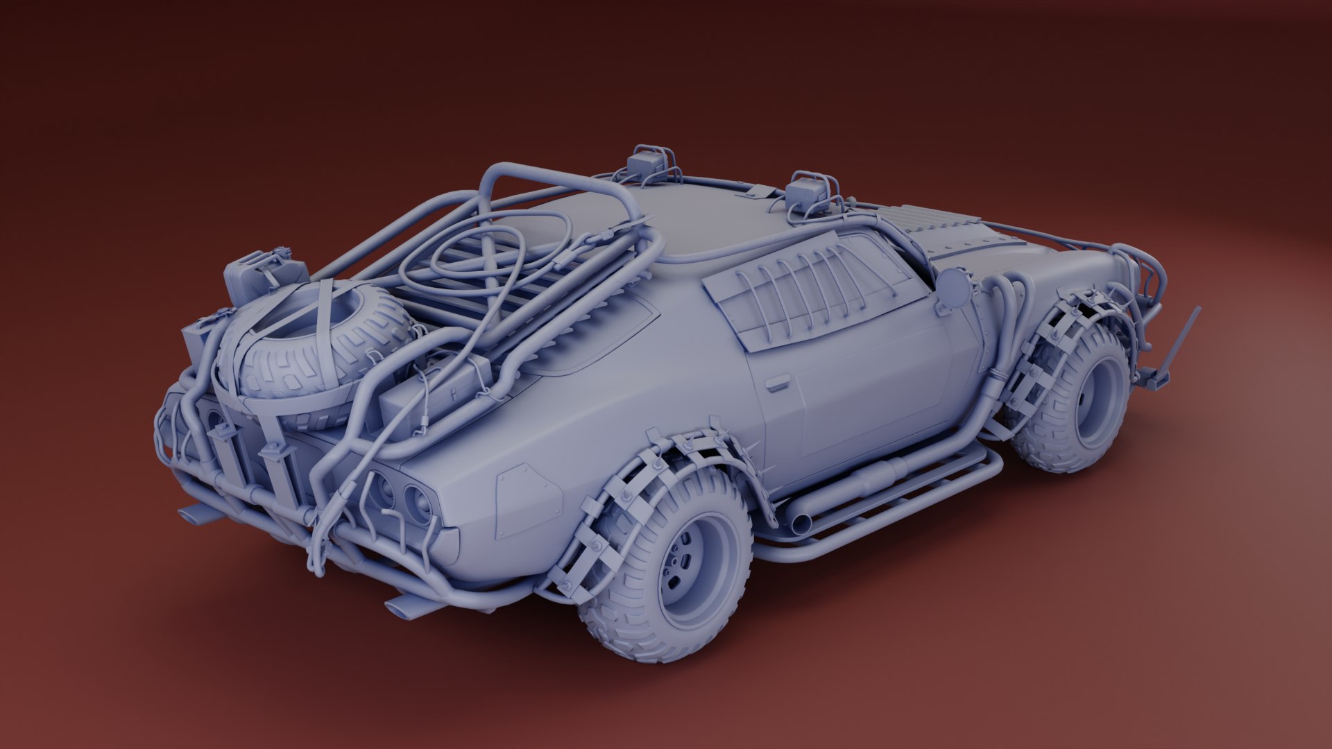 Post Apocalyptic 1970s Sports Car Mid-Poly Model - TurboSquid 2083429