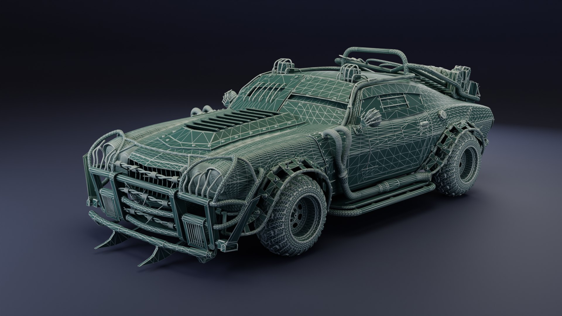 Post Apocalyptic 1970s Sports Car Mid-Poly Model - TurboSquid 2083429