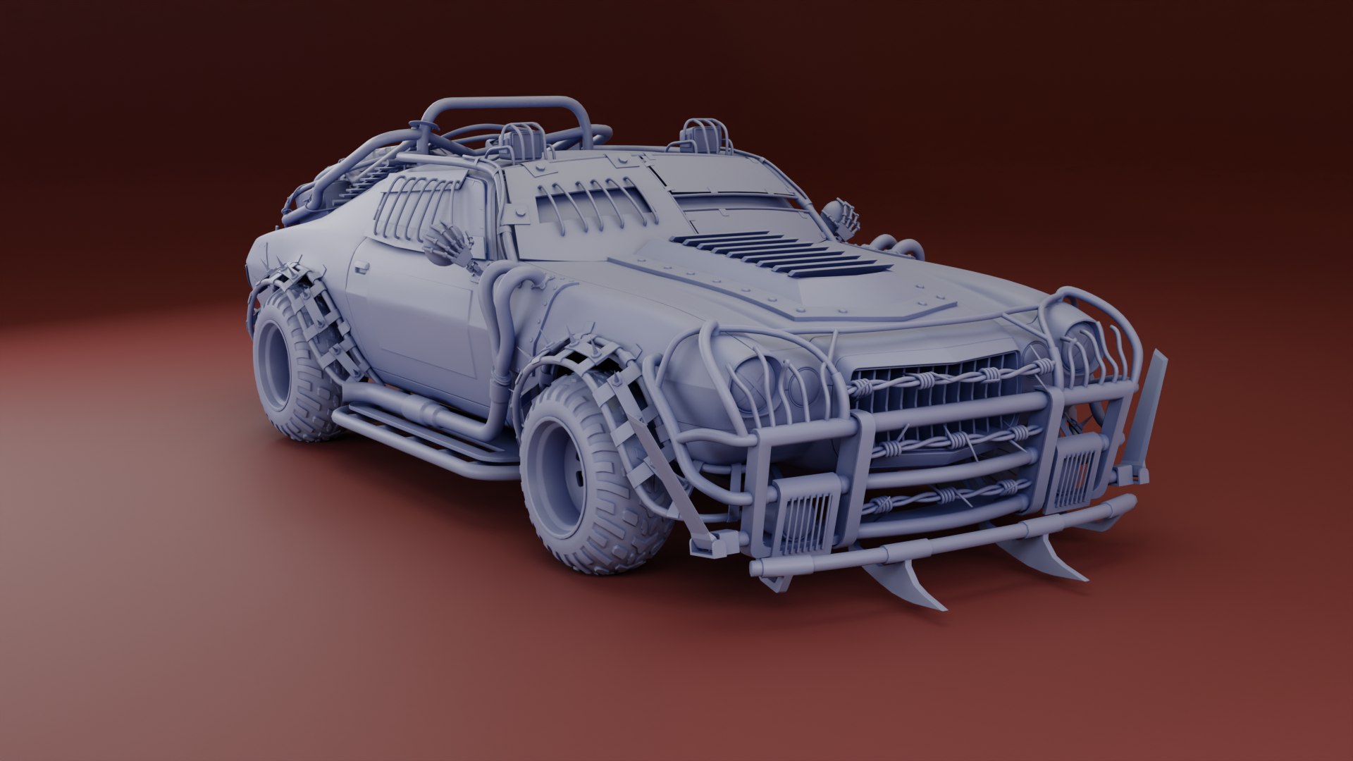 Post Apocalyptic 1970s Sports Car Mid-Poly Model - TurboSquid 2083429