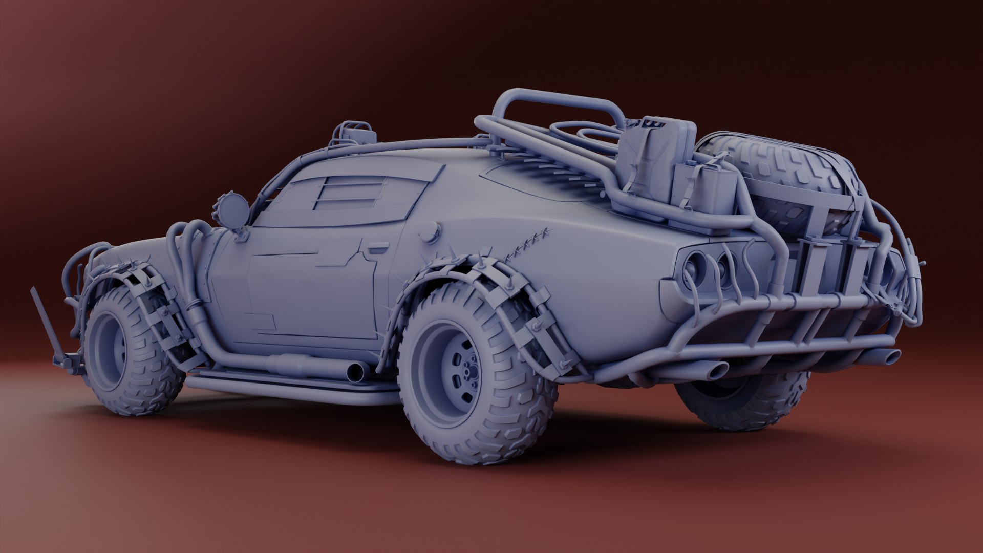 Post Apocalyptic 1970s Sports Car Mid-Poly Model - TurboSquid 2083429