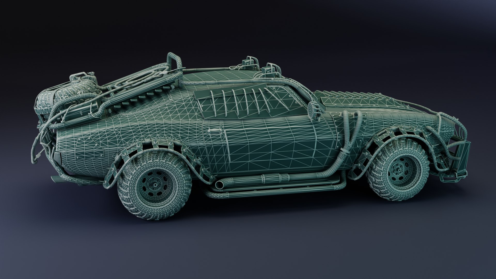 Post Apocalyptic 1970s Sports Car Mid-Poly Model - TurboSquid 2083429