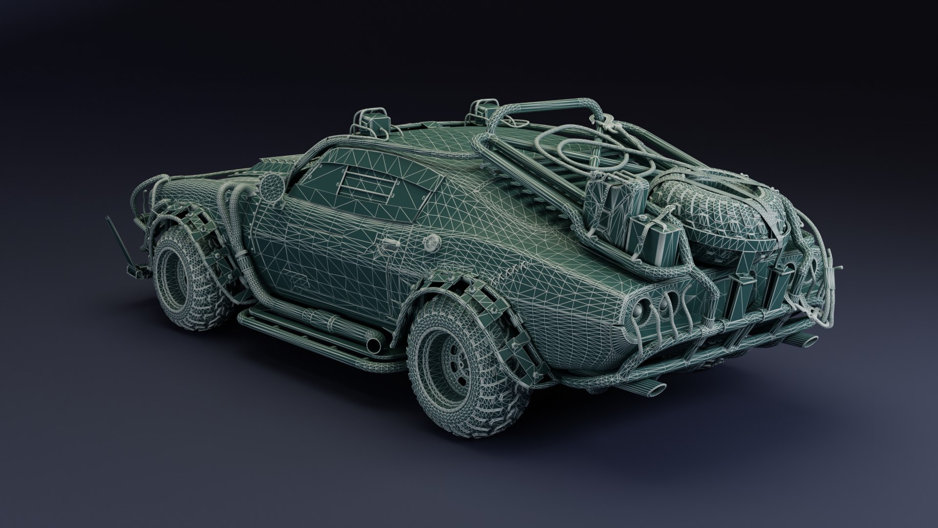 Post Apocalyptic 1970s Sports Car Mid-Poly Model - TurboSquid 2083429