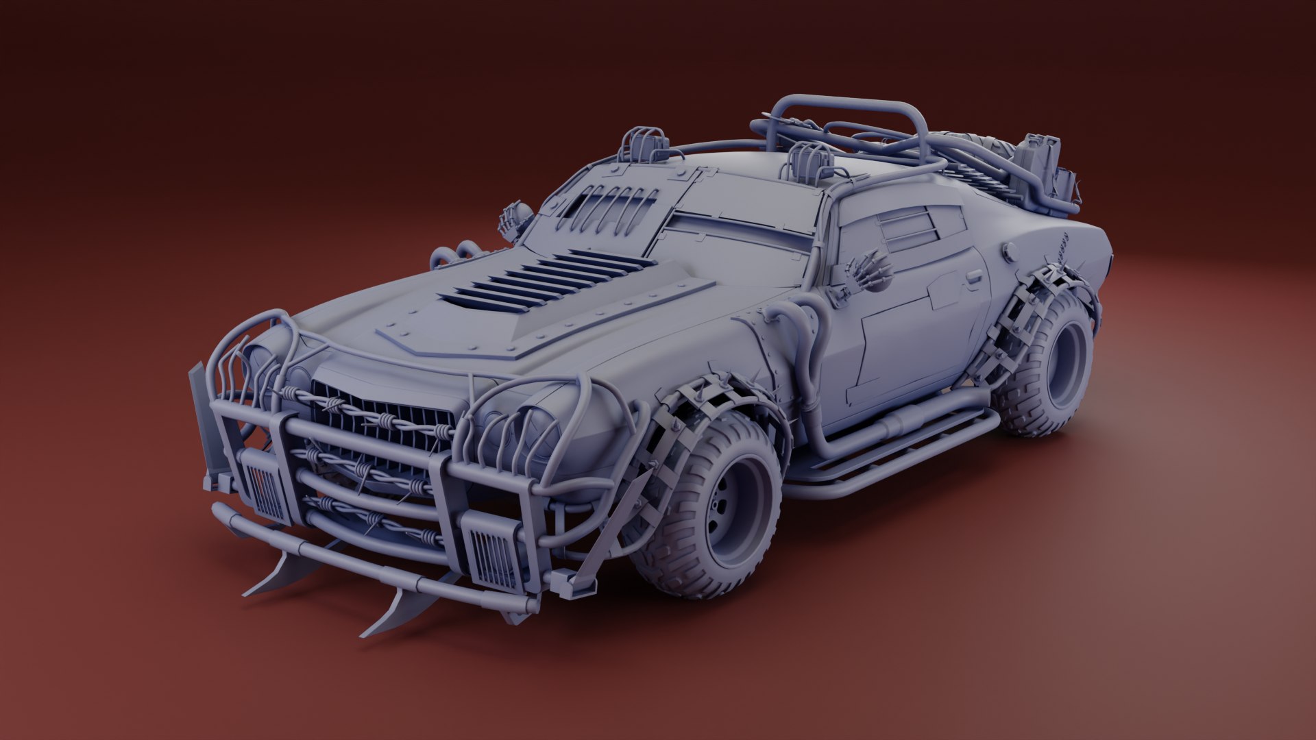 Post Apocalyptic 1970s Sports Car Mid-Poly Model - TurboSquid 2083429