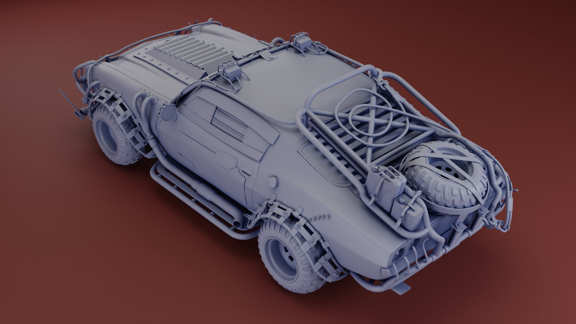 Post Apocalyptic 1970s Sports Car Mid-Poly Model - TurboSquid 2083429
