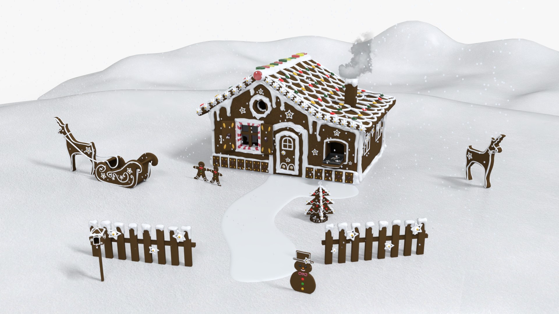 3D Gingerbread Christmas - TurboSquid 2324135