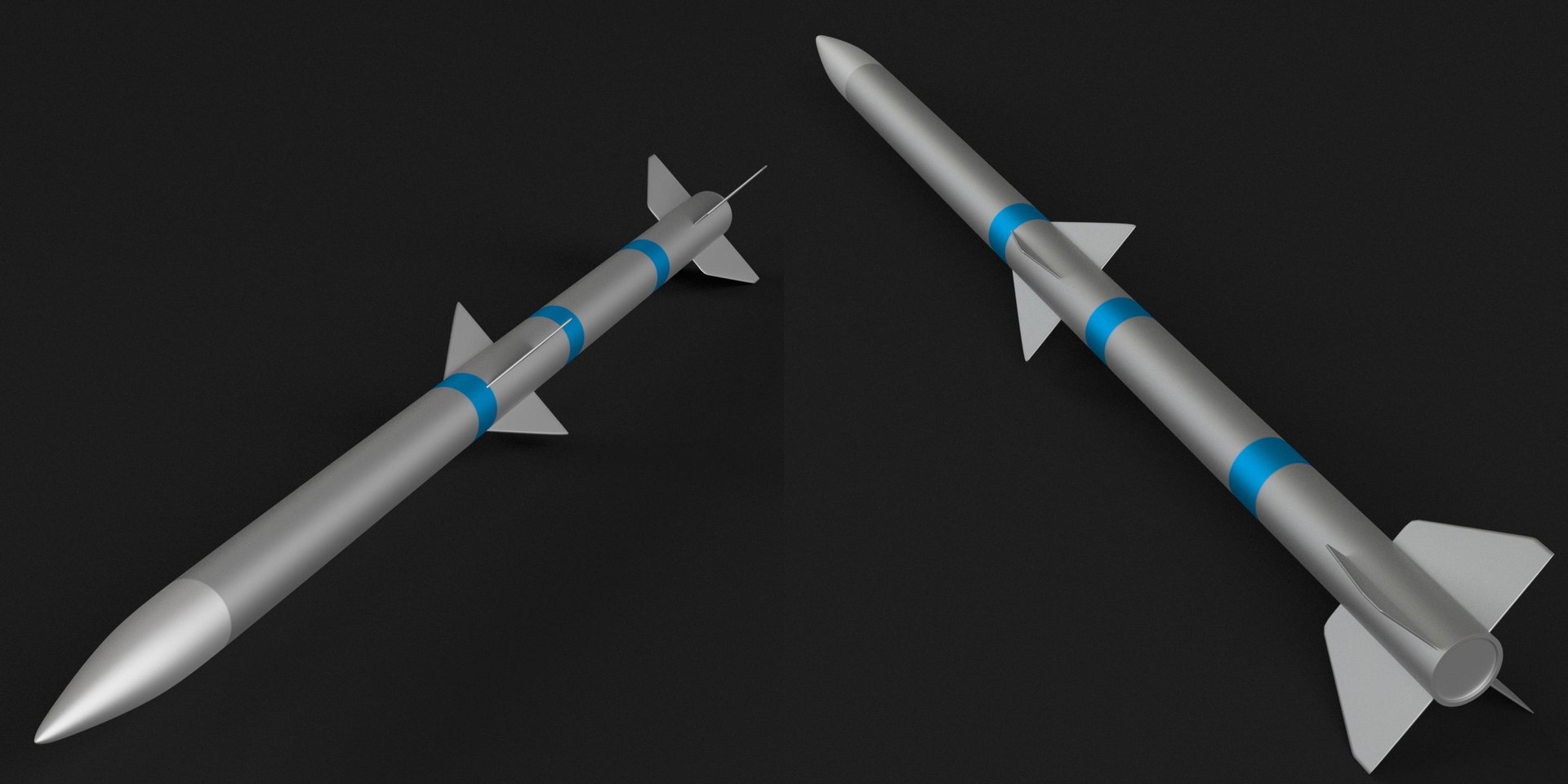 pbr uv-textured aim-120 amraam missile 3d model