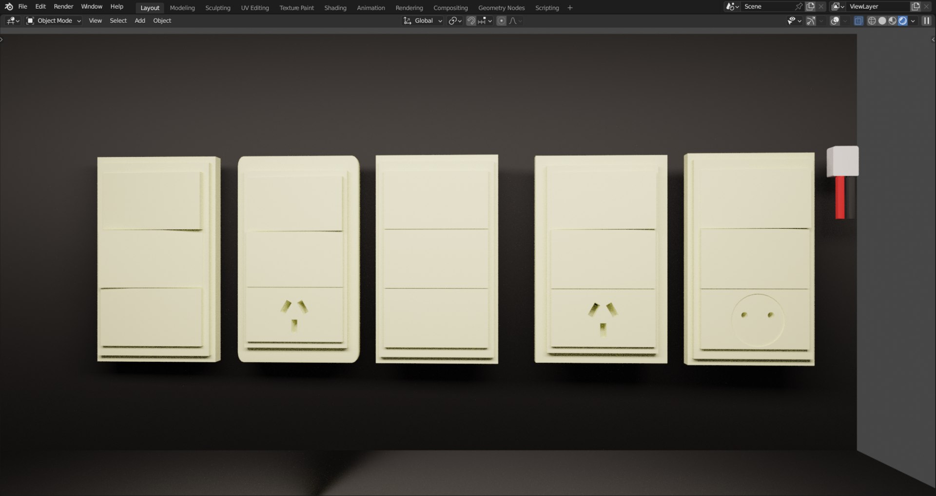 modelo 3d 5 Usual Light Switches COLLECTION BLENDER - TurboSquid 2049739