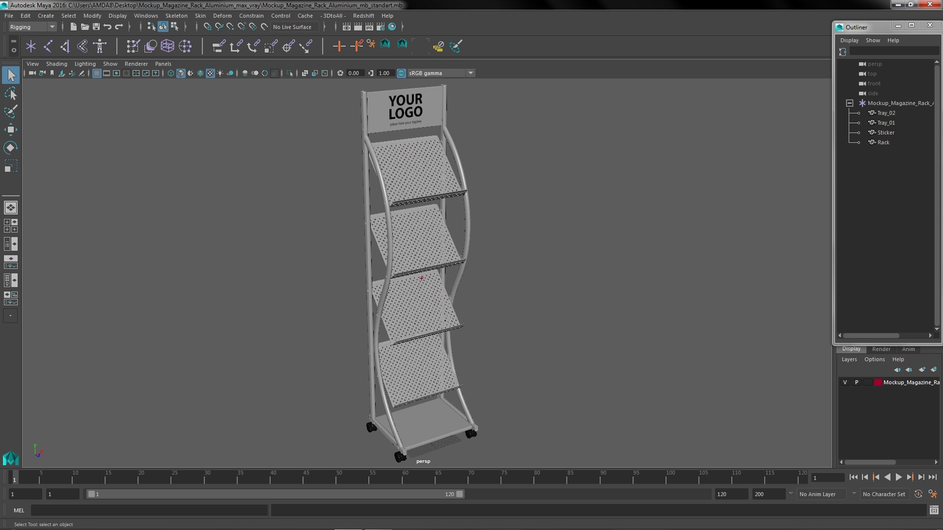 3D Mockup Magazine Rack Aluminium - TurboSquid 2068988