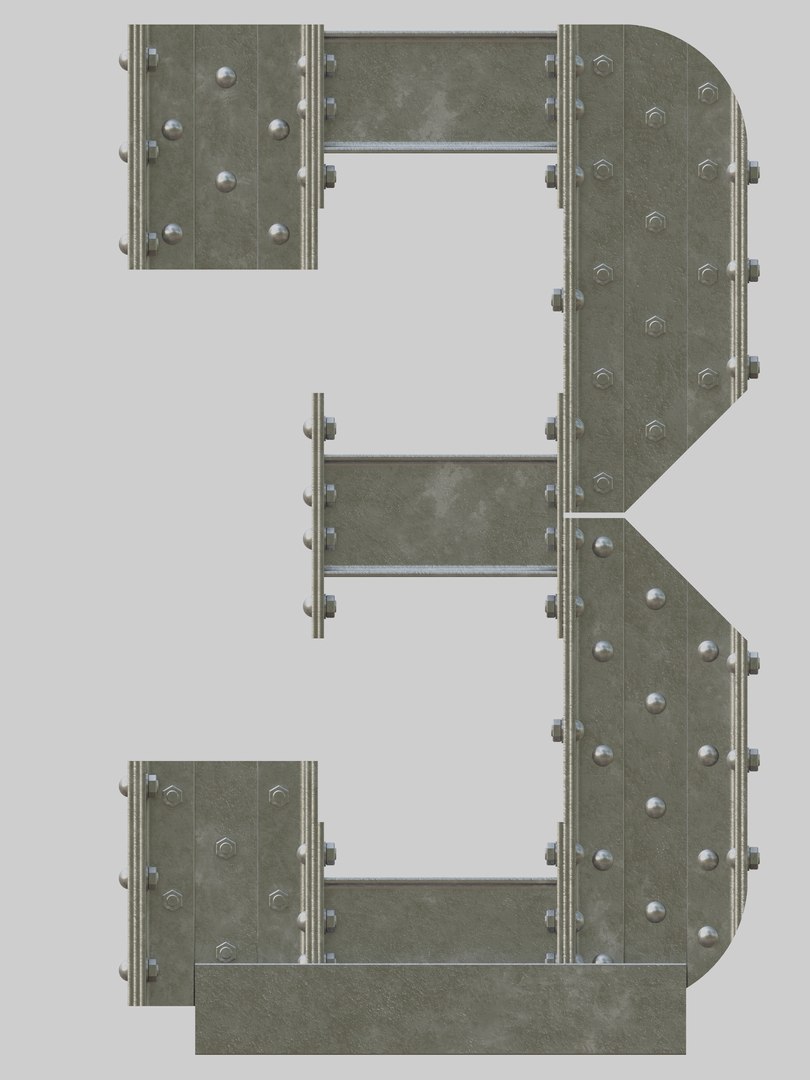3D Steel Construction Font - Number 3 - TurboSquid 1894757