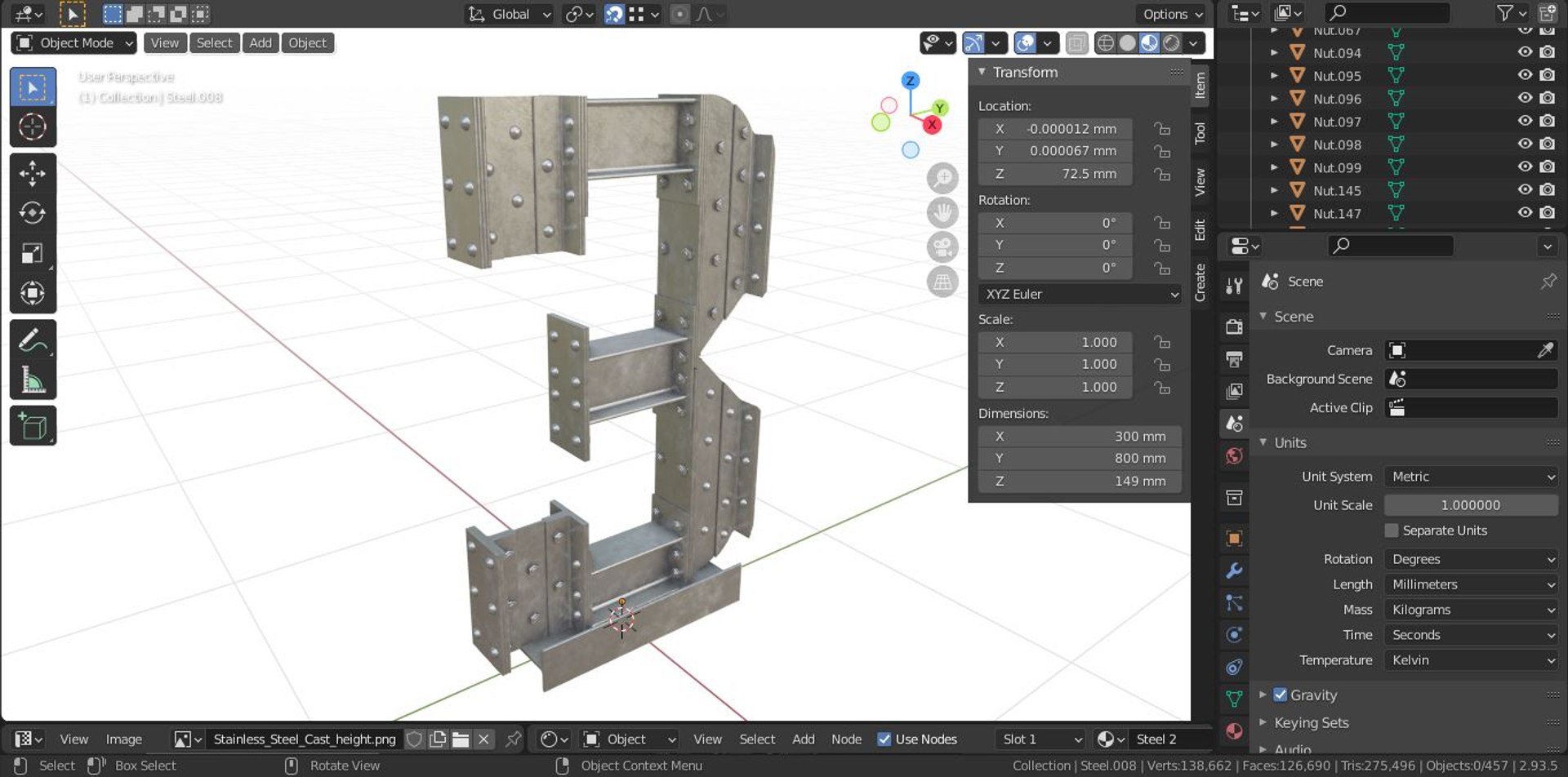 3D Steel Construction Font - Number 3 - TurboSquid 1894757