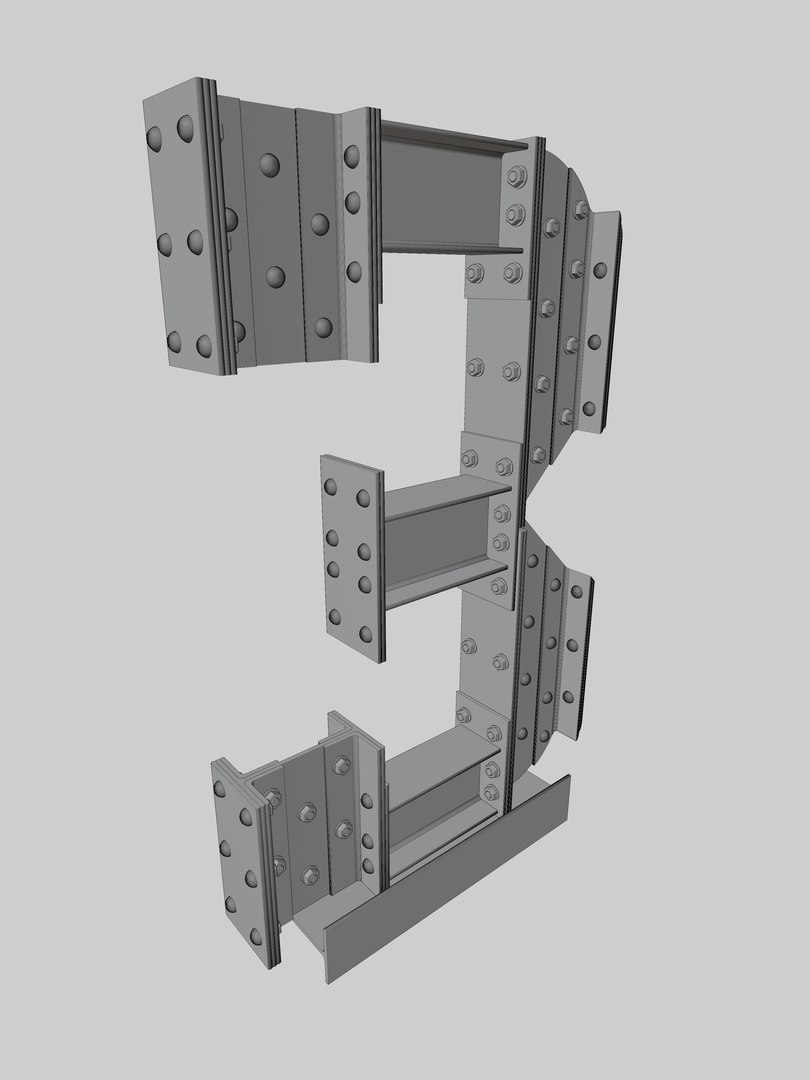3D Steel Construction Font - Number 3 - TurboSquid 1894757