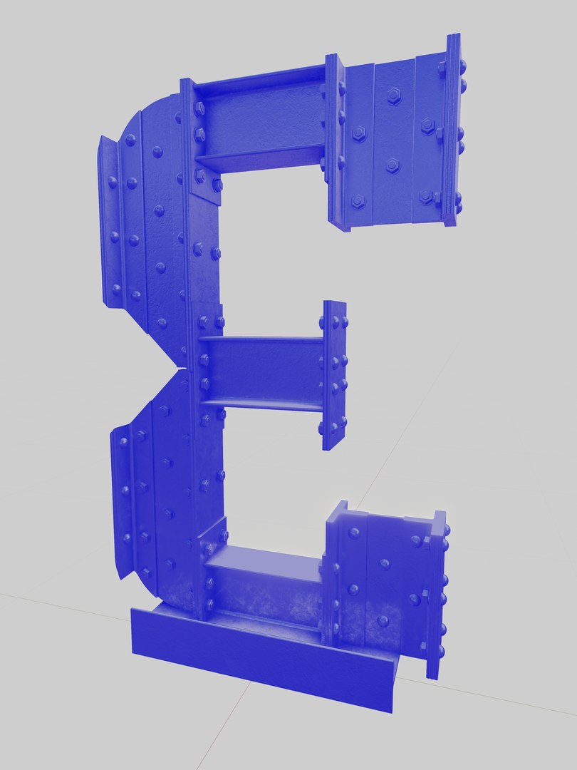3D Steel Construction Font - Number 3 - TurboSquid 1894757