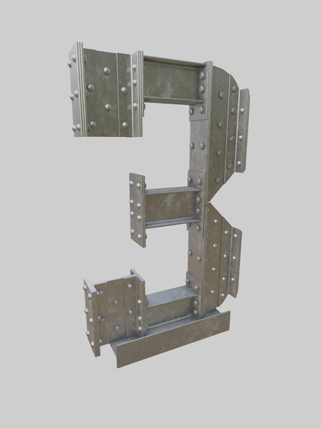3D Steel Construction Font - Number 3 - TurboSquid 1894757