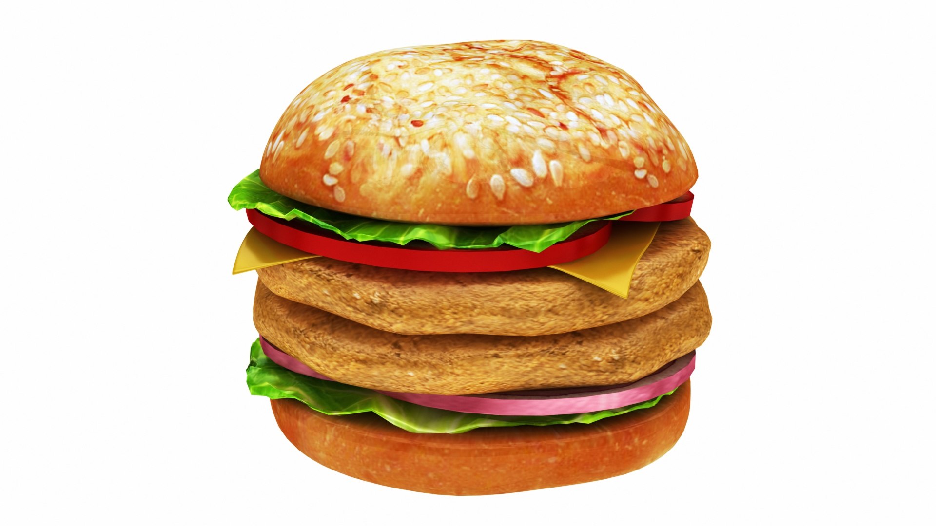 3D Chicken Burger Double Model - TurboSquid 1678648