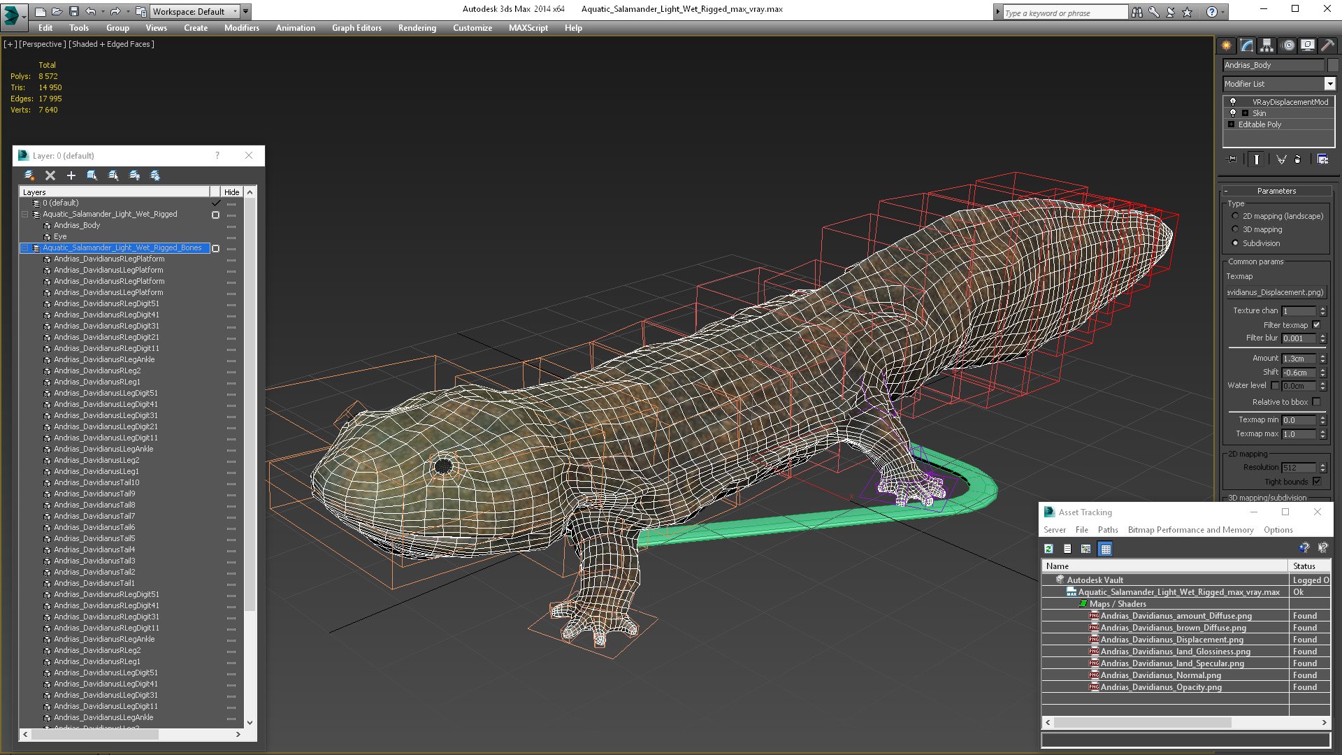 3D Aquatic Salamander Light Wet Rigged - TurboSquid 2239658