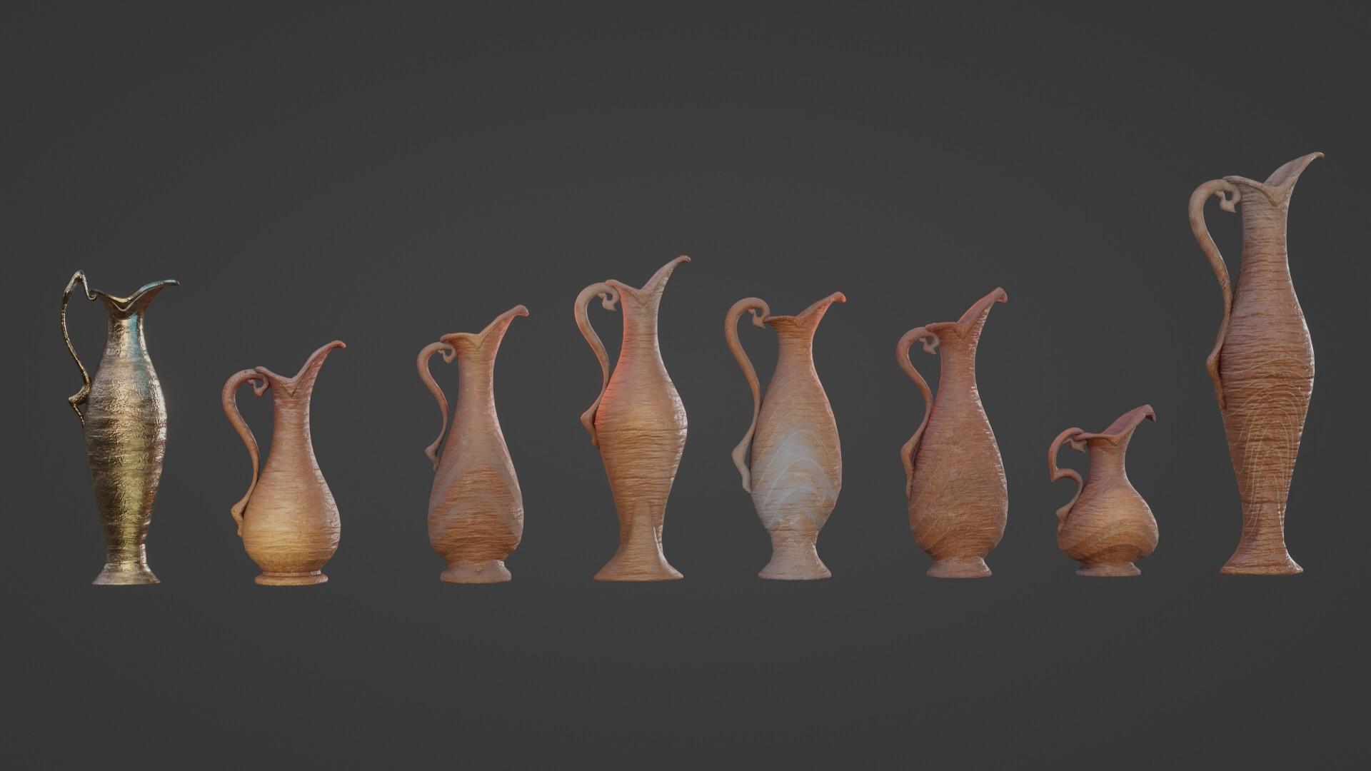 3D Clay Pitchers Collection Model - TurboSquid 1986072