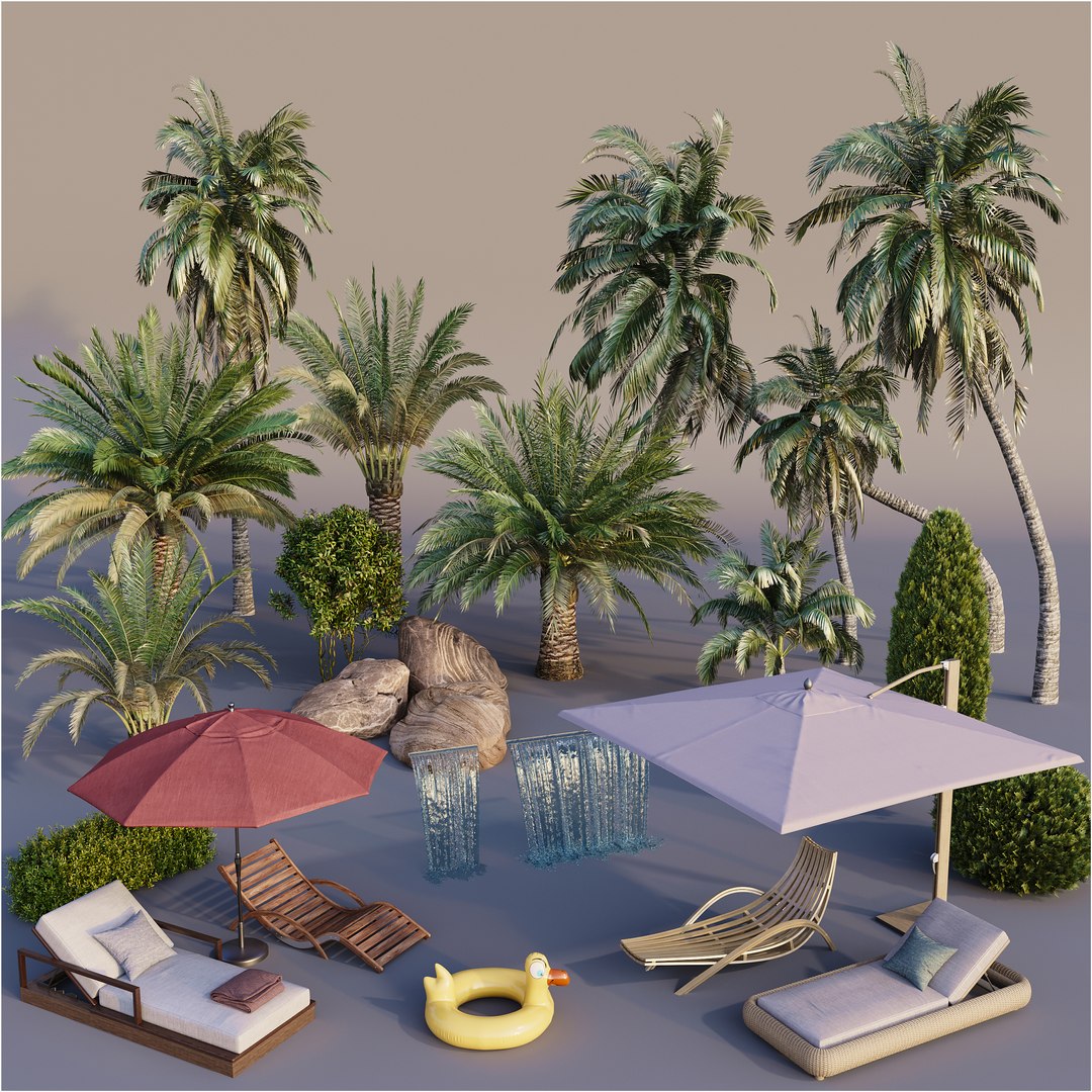 Pool And Beach Elements 3D Model - TurboSquid 2123818