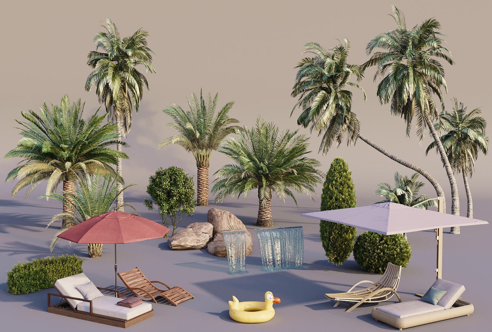 Pool And Beach Elements 3D Model - TurboSquid 2123818