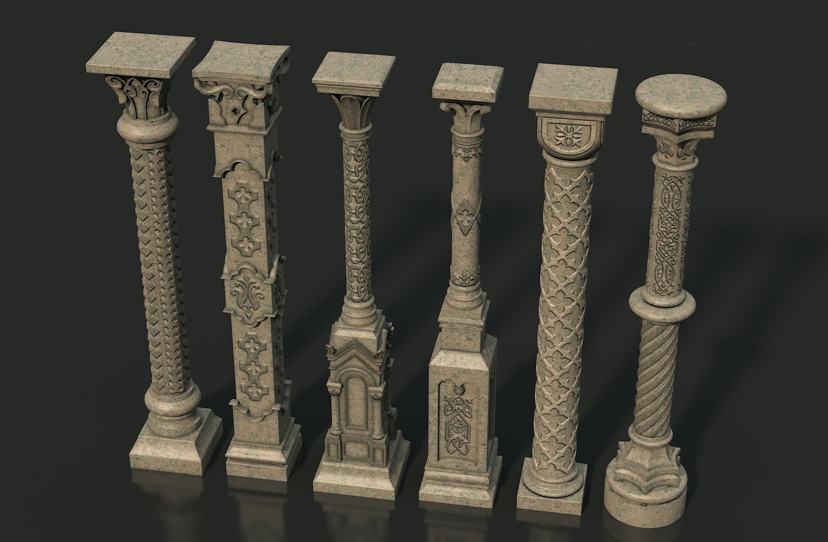 3D Gothic Columns Model - TurboSquid 1428756