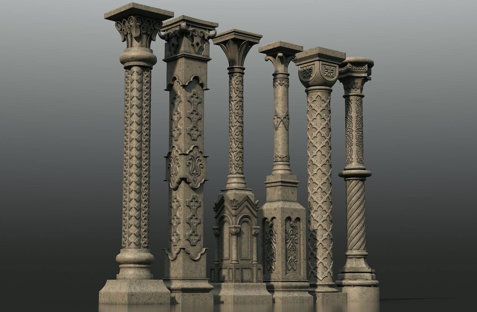 3D Gothic Columns Model - TurboSquid 1428756