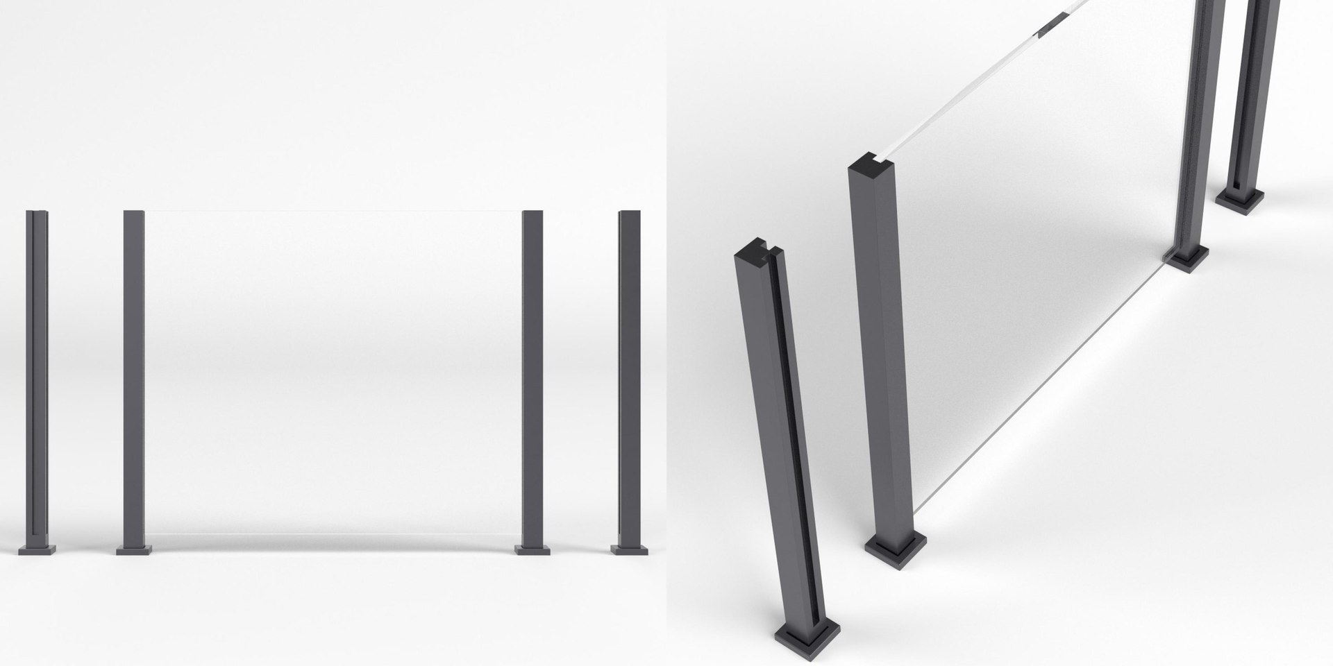 Glass Railing Module 1 3D Model - TurboSquid 2200679