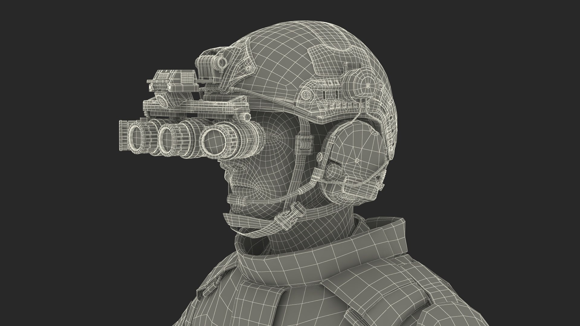 3D Military Soldier Green Camo With Night Visor A-pose Model ...