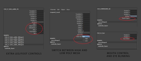 maya leopard rigged fur animations