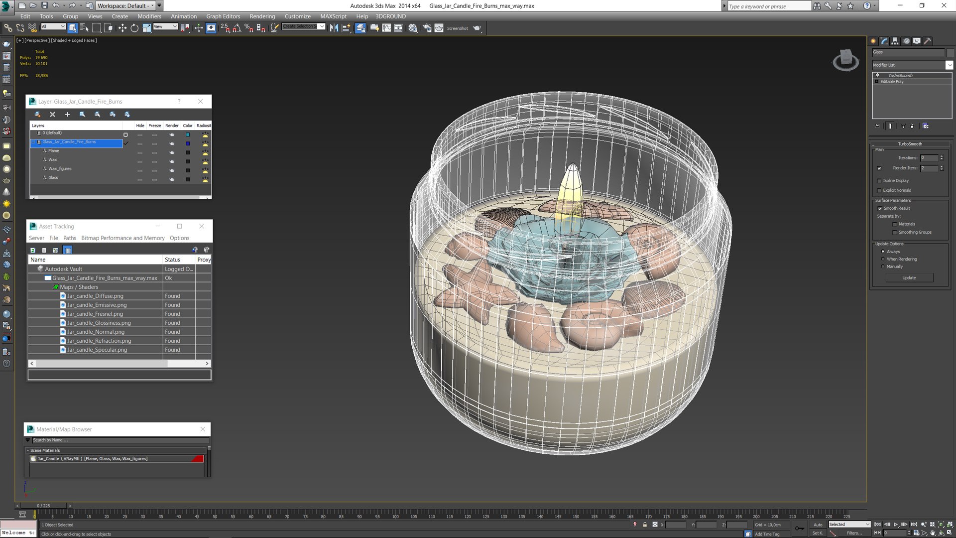 3D Glass Jar Candle Fire Burns Model - TurboSquid 2222880