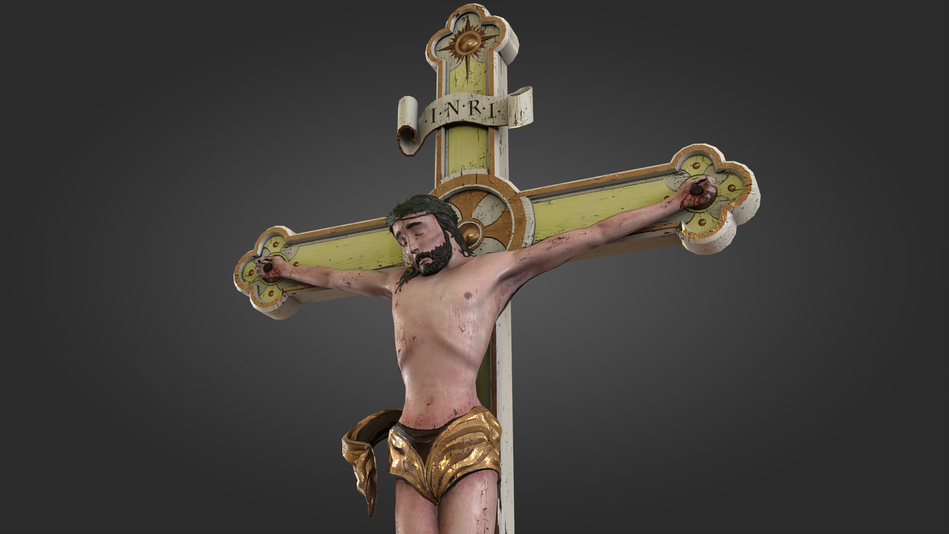 3D Medieval Crucifix White Yellow - PBR Model - TurboSquid 1818489