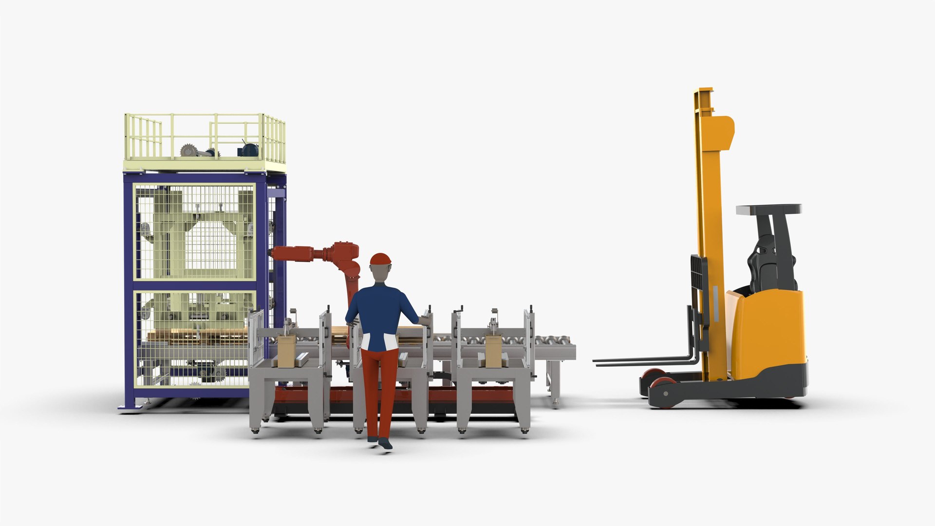 3D Automatic Cartons Packaging And Palletizing Machine - TurboSquid 2066002
