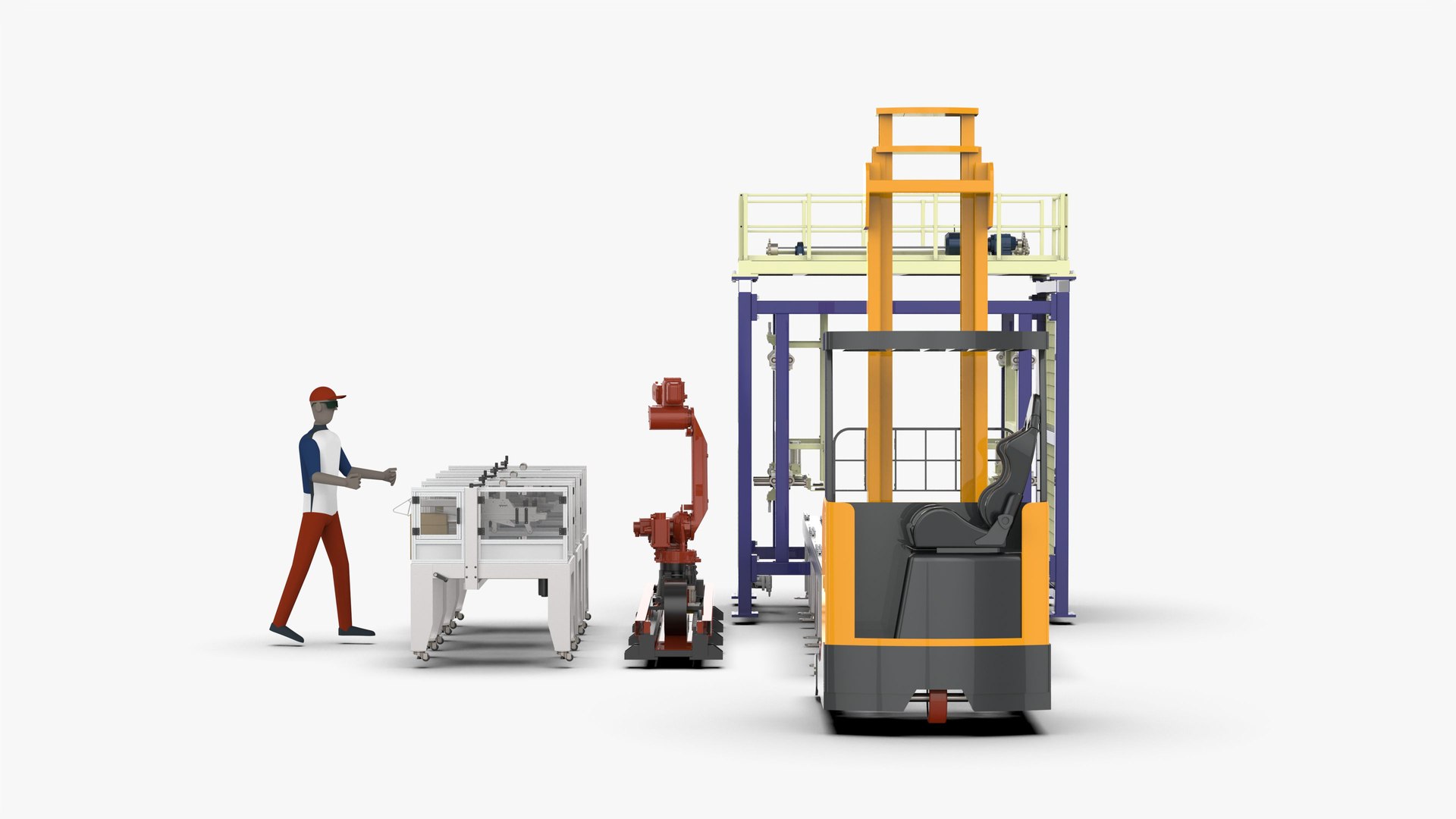 3D Automatic Cartons Packaging And Palletizing Machine - TurboSquid 2066002