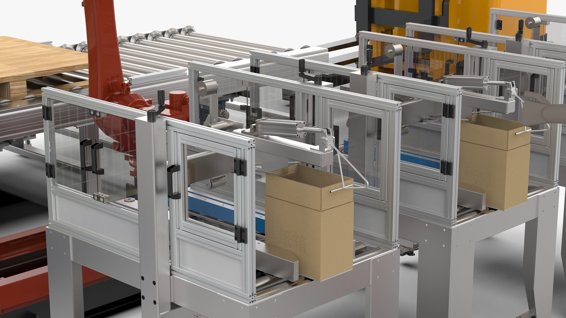 3D Automatic Cartons Packaging And Palletizing Machine - TurboSquid 2066002