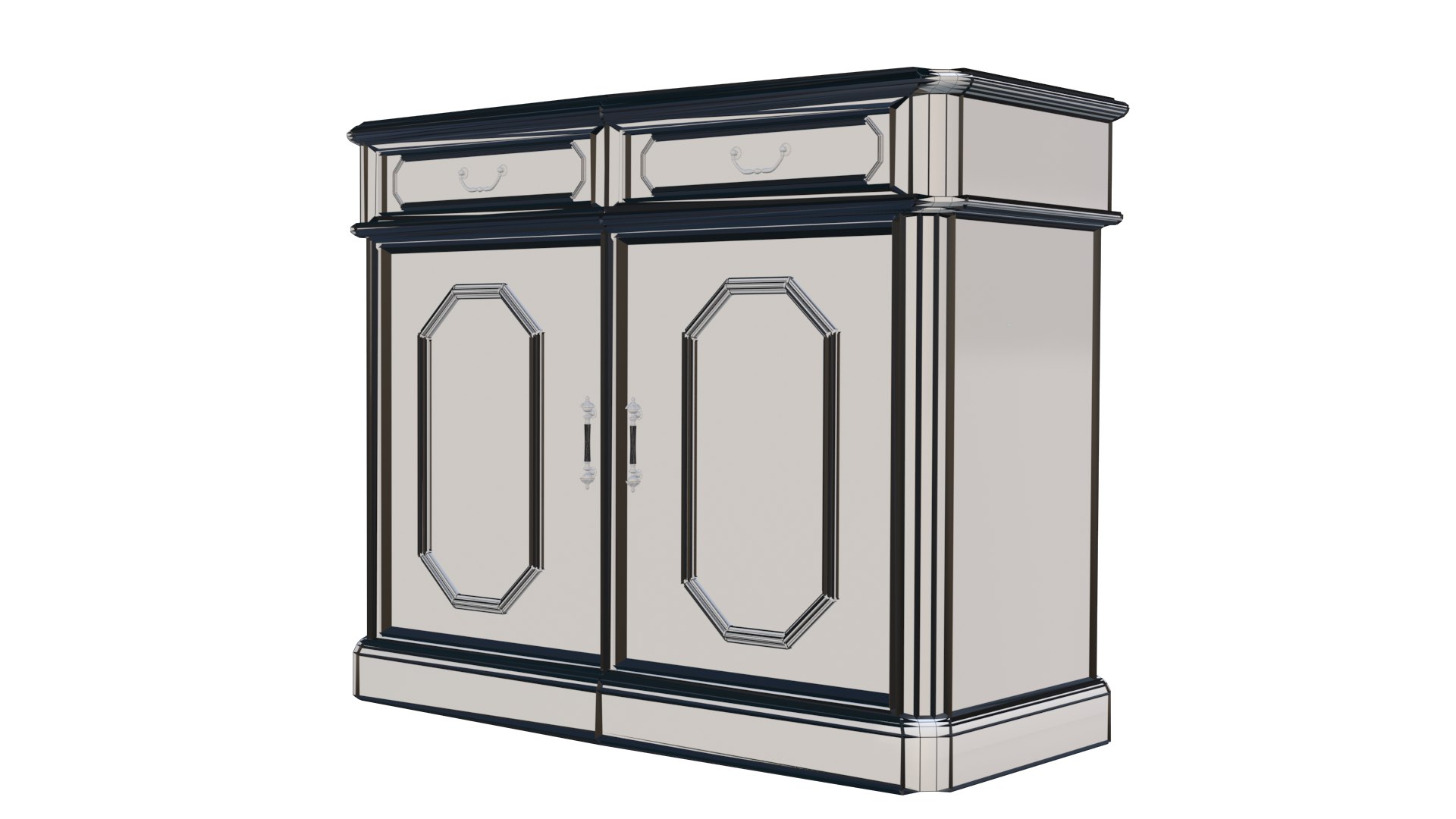 Low Poly Wooden Cabinet With Two Drawers And Two Doors 3D Model 3D ...