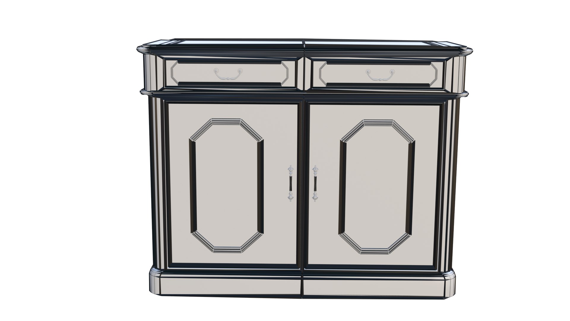 Low Poly Wooden Cabinet With Two Drawers And Two Doors 3D Model 3D ...