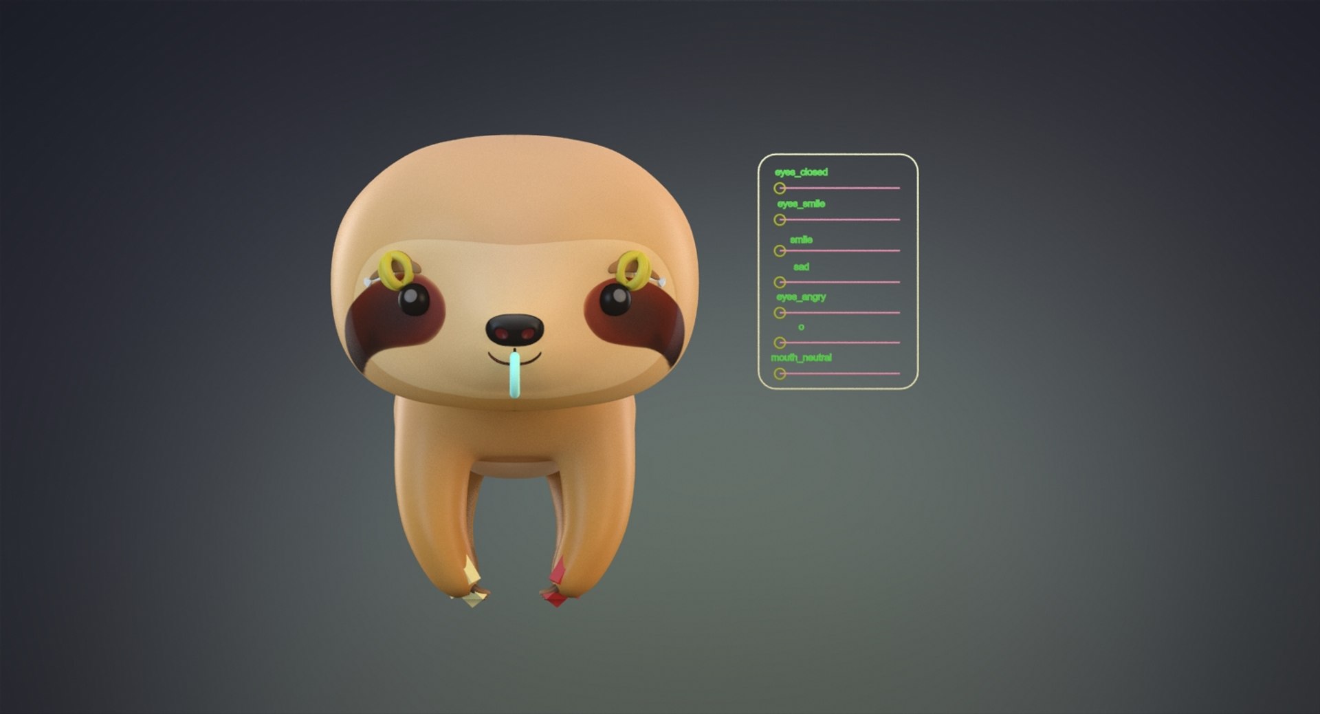 Cute cartoon sloth model - TurboSquid 1345877