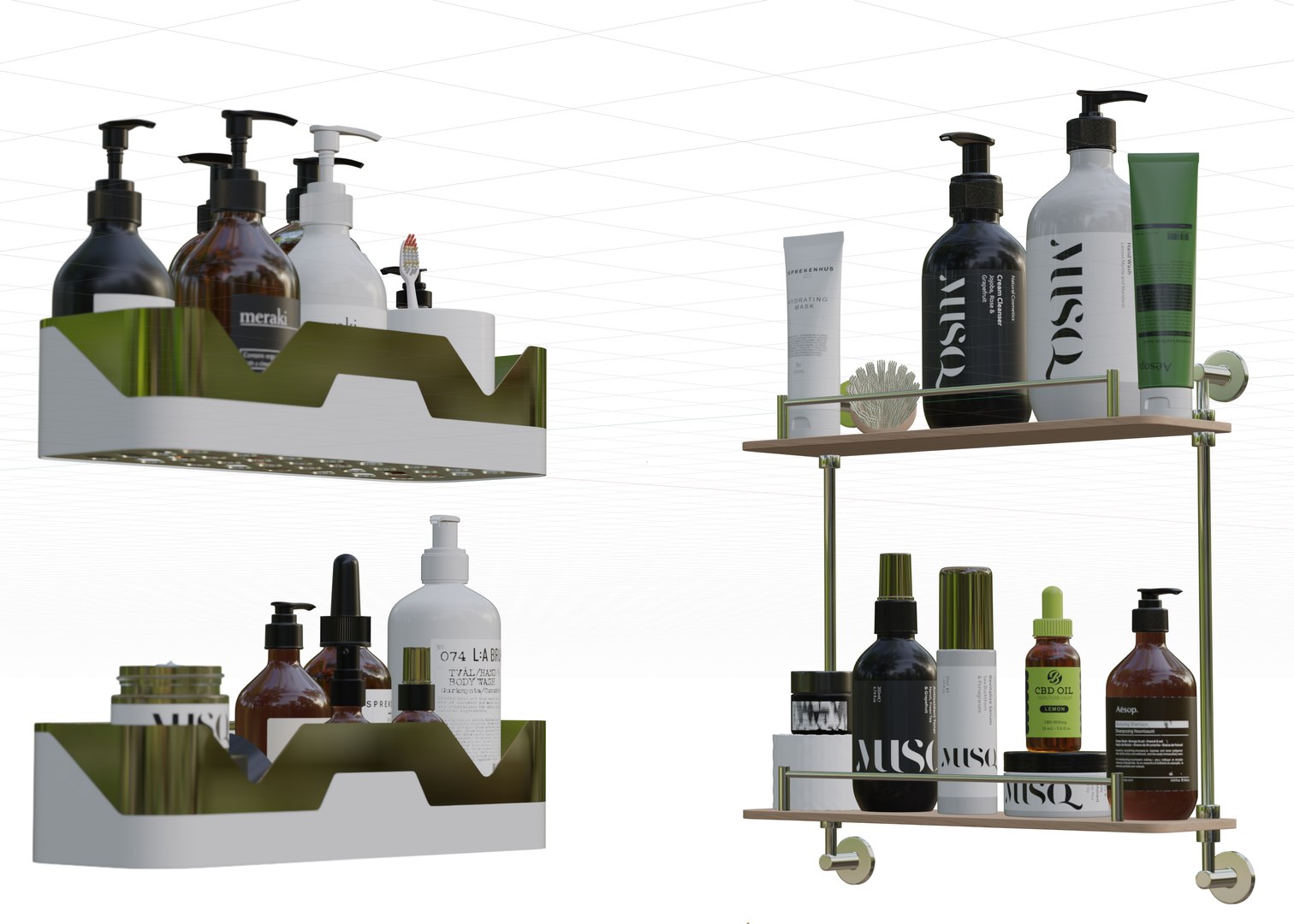 3D Model Bathroom Cosmetics Rack 02 - TurboSquid 2285790