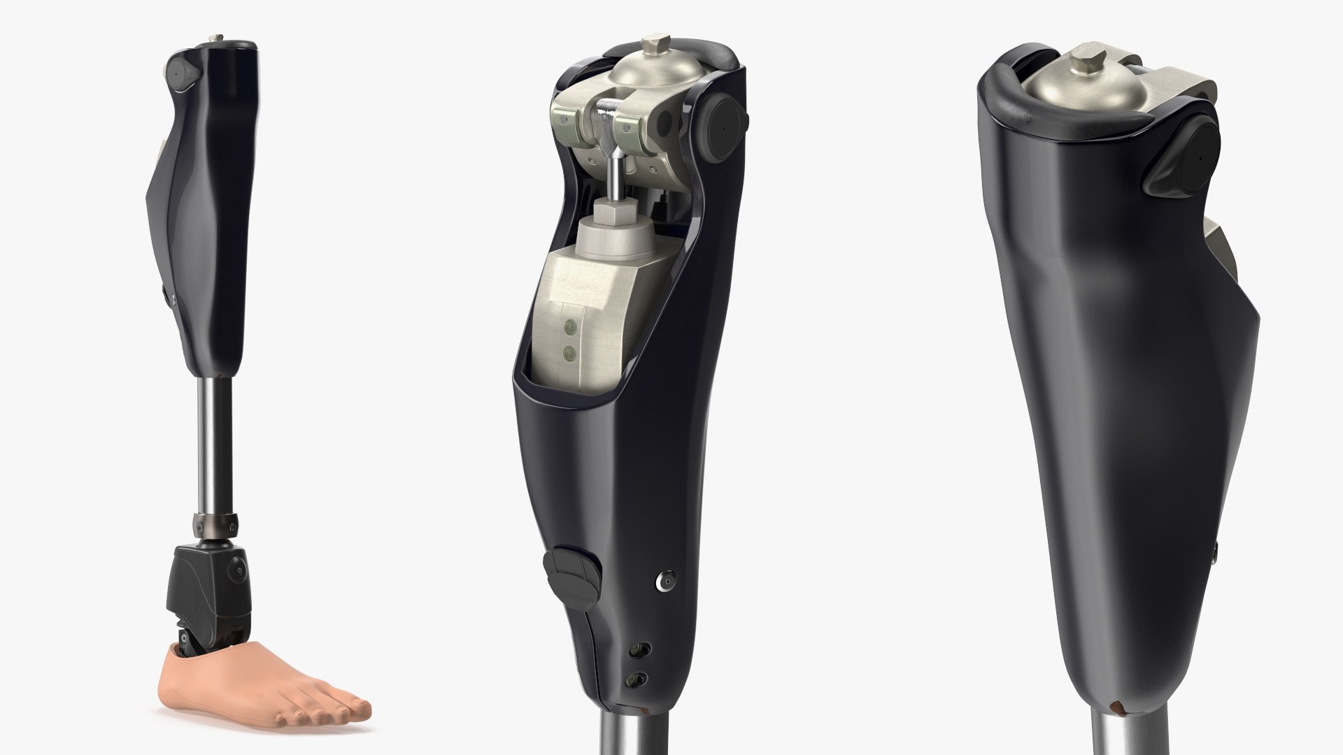 Mikroprozessorgesteuerte Beinprothese mit Fuß, schwarz 3D-Modell ...